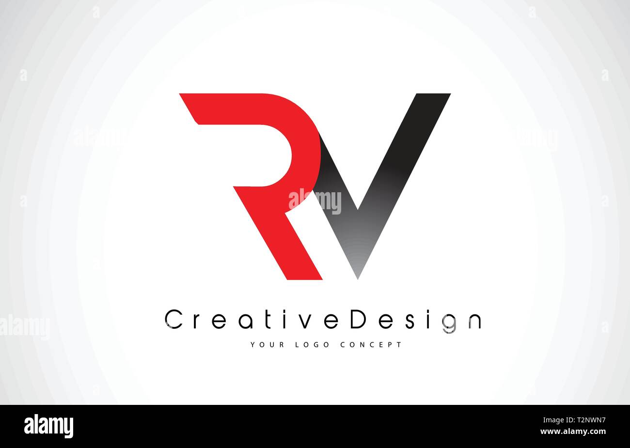Red and Black RV R V Letter Logo Design in Black Colors. Creative Modern Letters Vector Icon ...
