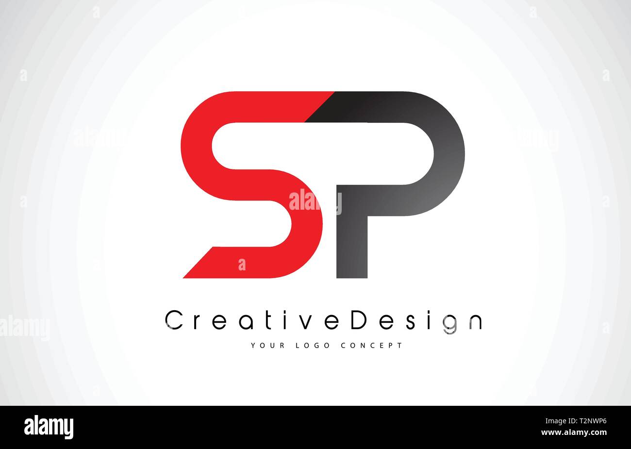 Red and Black SP S P Letter Logo Design in Black Colors. Creative ...