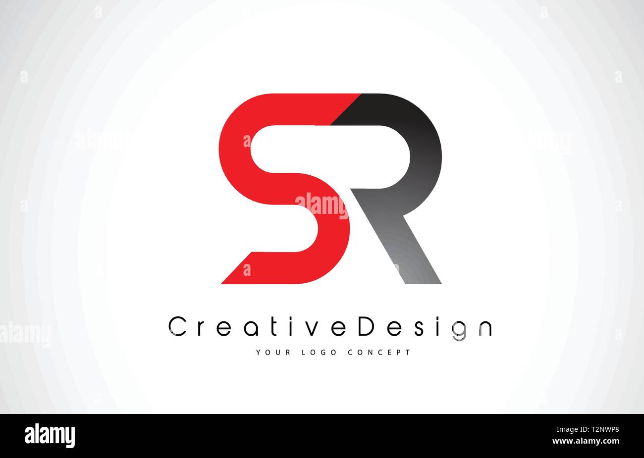 Red and Black SR S R Letter Logo Design in Black Colors. Creative ...
