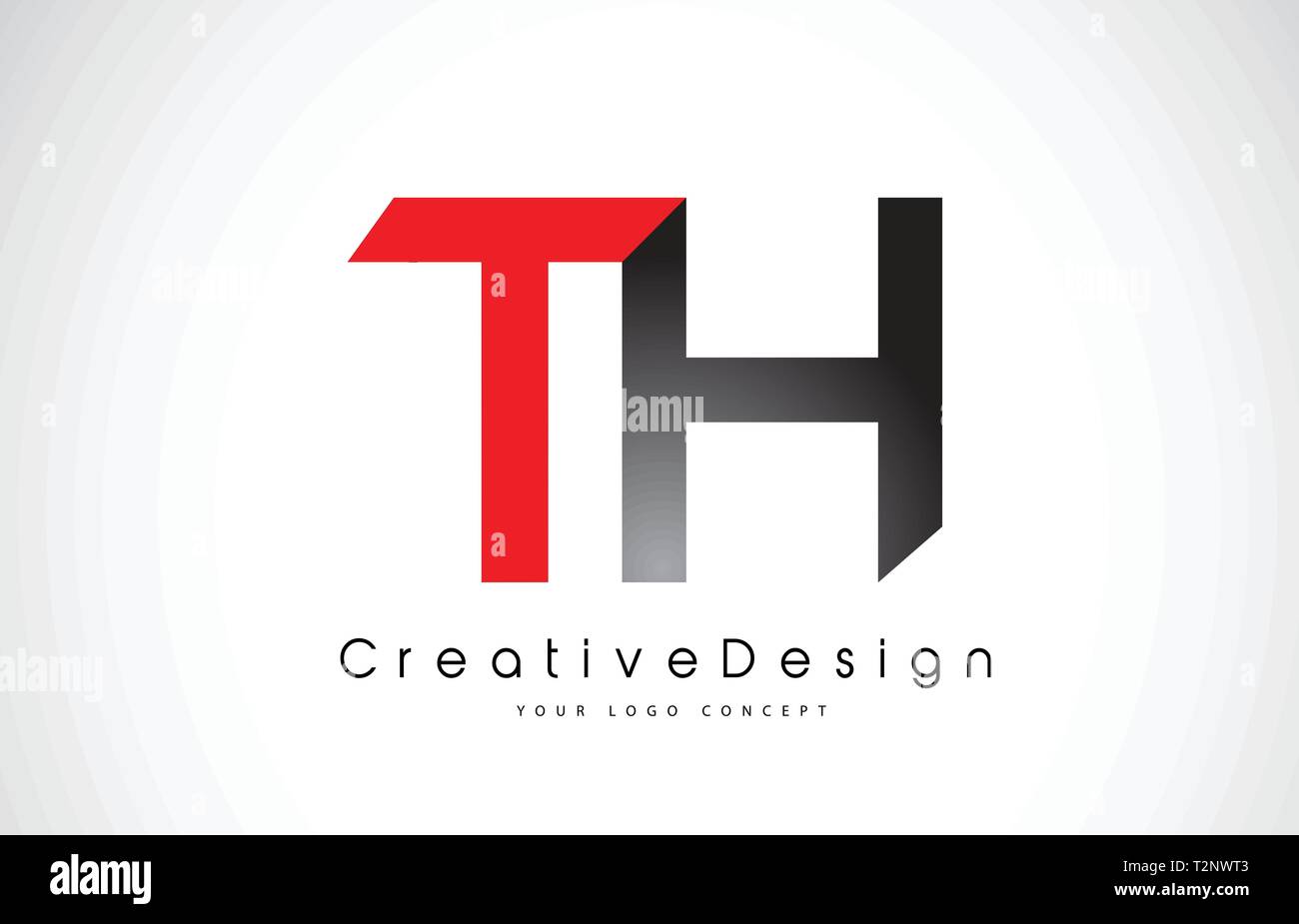 Red and Black TH T H Letter Logo Design in Black Colors. Creative ...