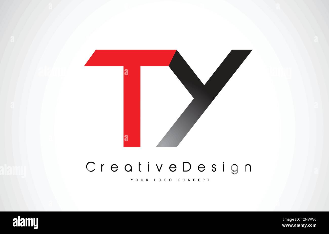 Red and Black TY T Y Letter Logo Design in Black Colors. Creative ...