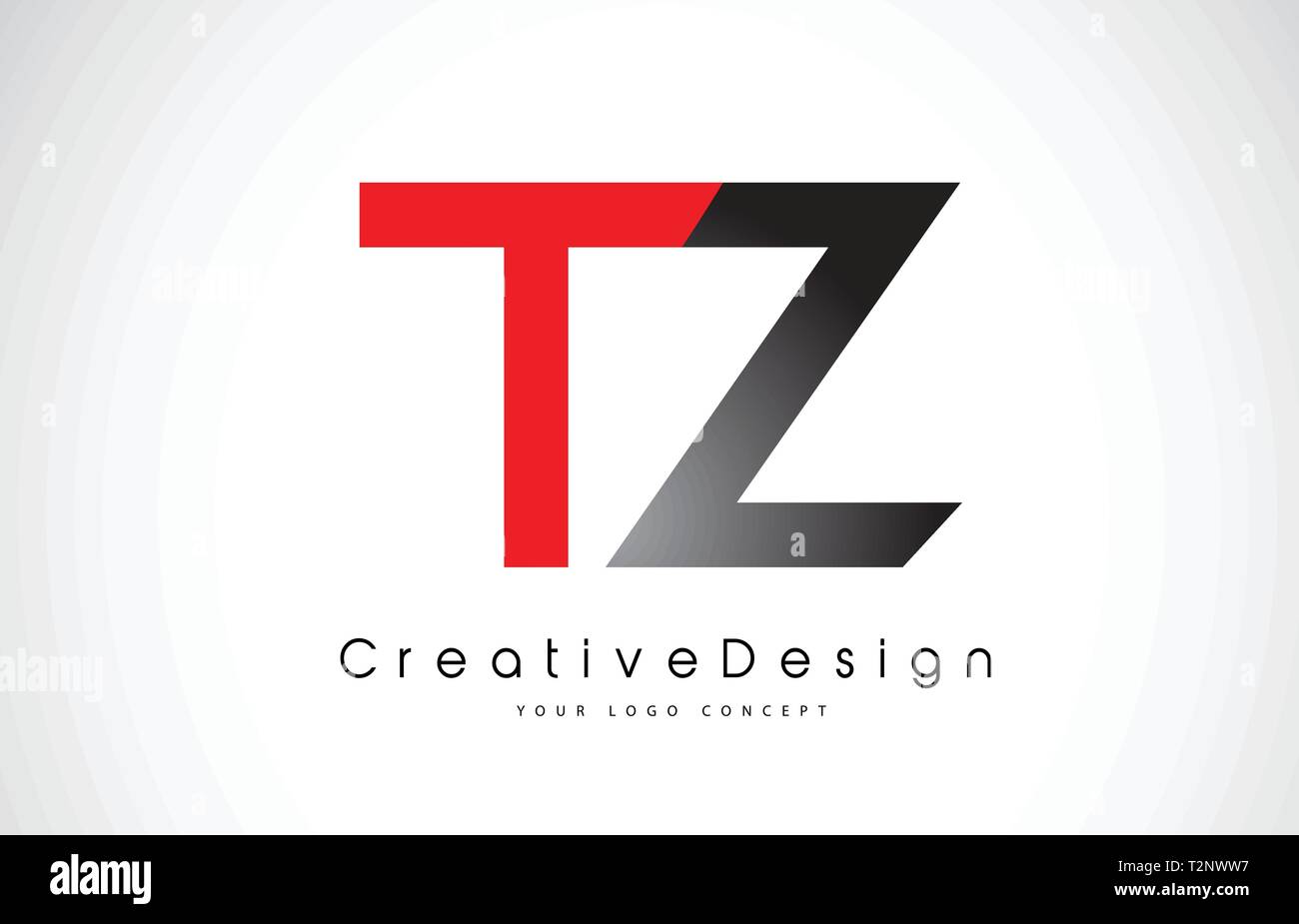 Red and Black TZ T Z Letter Logo Design in Black Colors. Creative ...