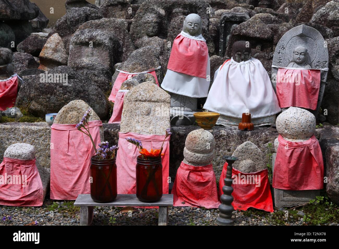 Kyoto, Japan - small jizo statues at famous Daitokuji (Daitoku-ji ...