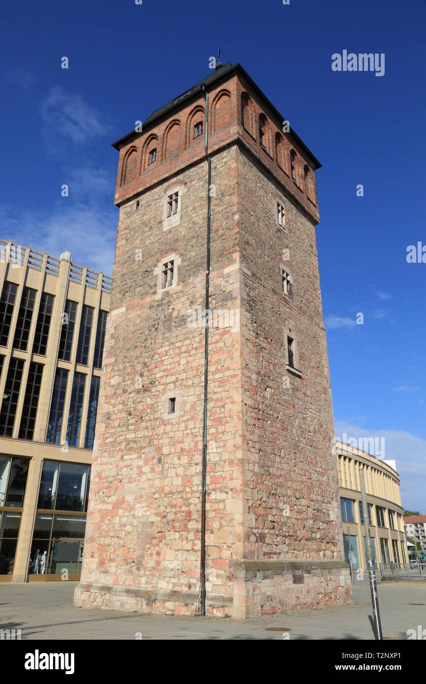 Chemnitz city in Germany. Red Tower, part of former city walls ...