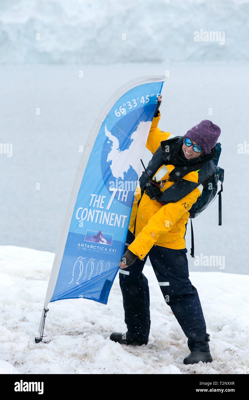 Tourists from an Antarctic cruise ship on Half Moon Island, Antarctic ...