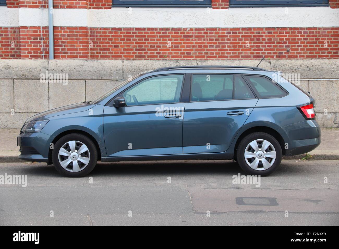 LEIPZIG, GERMANY - MAY 9, 2018: Skoda Rapid compact station wagon car ...