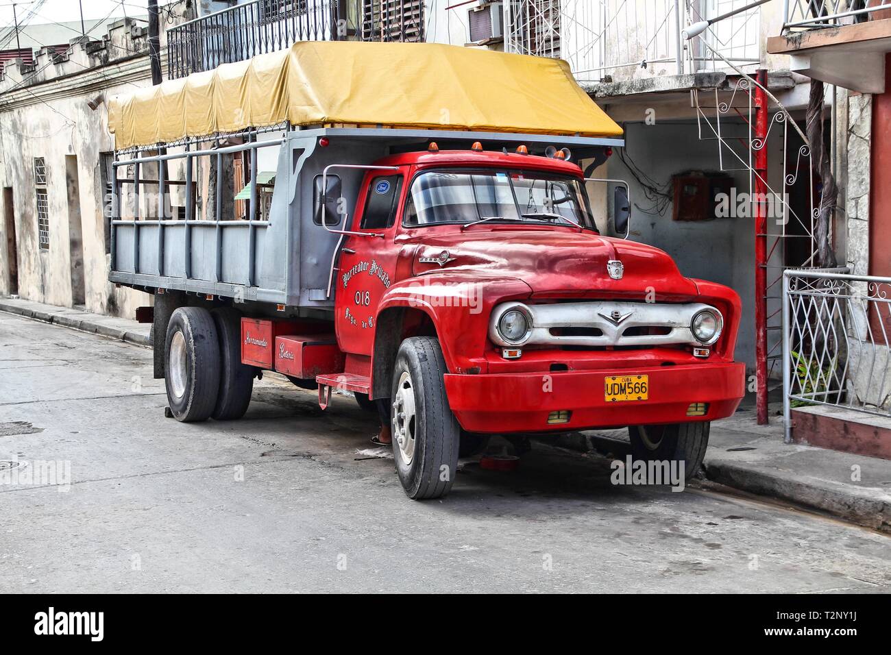 SANTIAGO, CUBA - FEBRUARY 8: Classic American truck on February 8, 2011 ...
