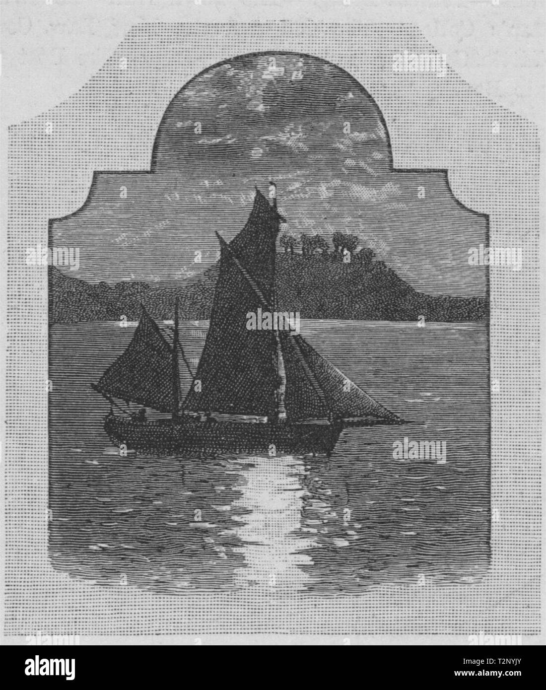 Garden Island by Moonlight. Sydney. Australia 1890 old antique print ...