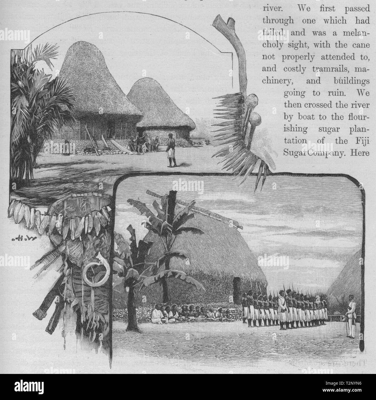 Fijian Houses. Fiji 1890 old antique vintage print picture Stock Photo ...
