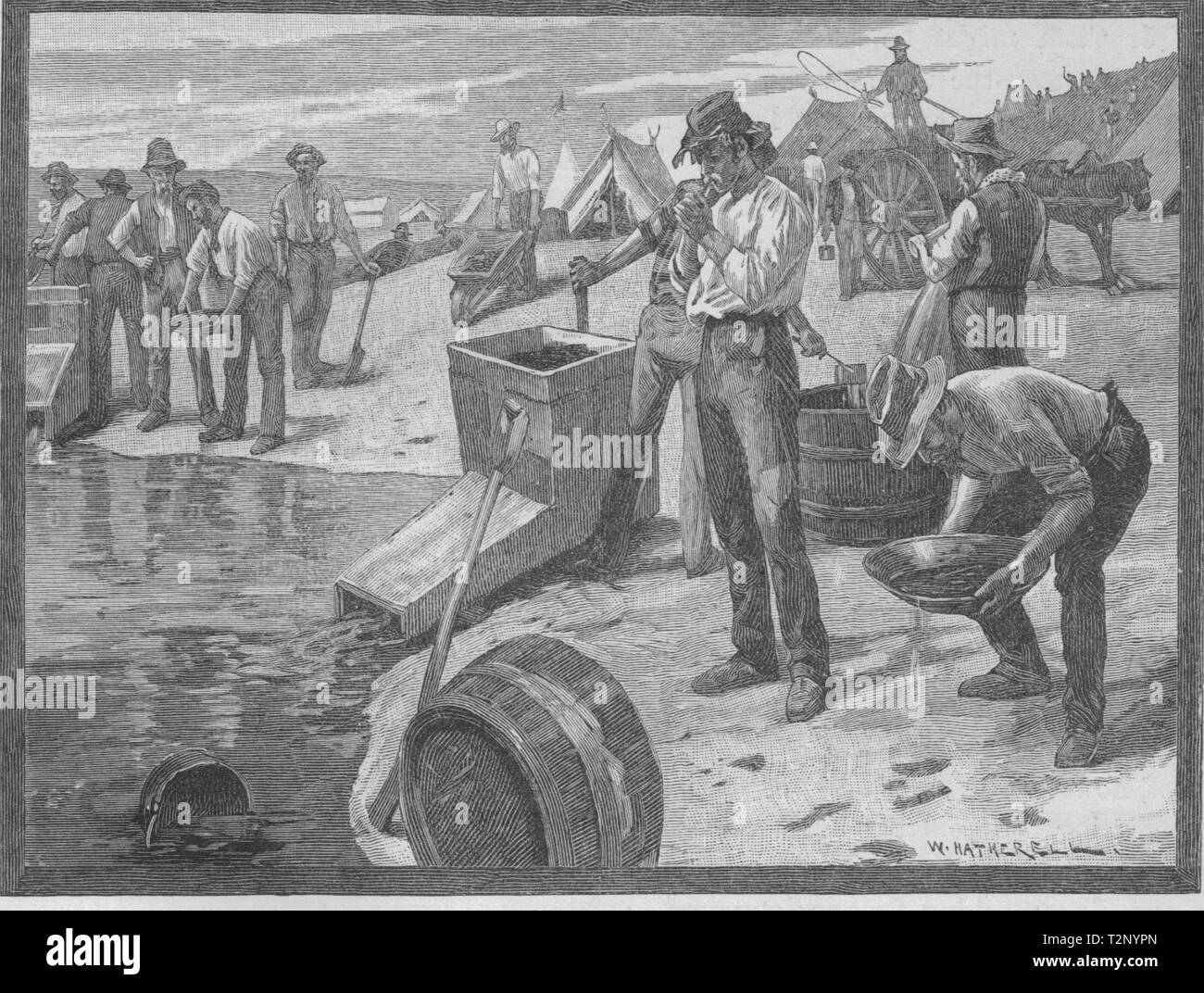 Gold panning Black and White Stock Photos & Images - Alamy