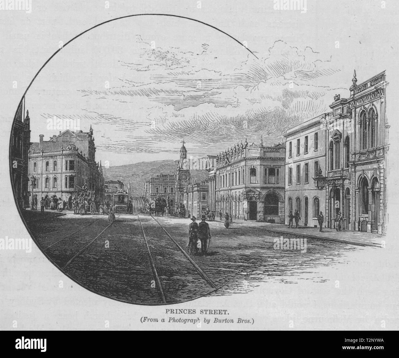 Princes Street. Dunedin. New Zealand 1890 old antique vintage print ...