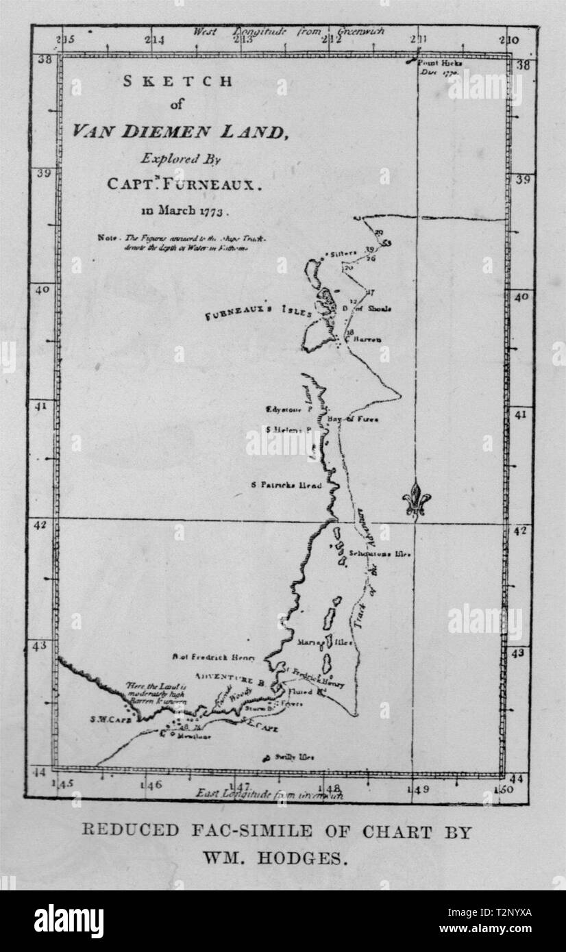 Reduced Fac-simile of a Chart by Wm Hodges. Explorers. Australia 1890 ...