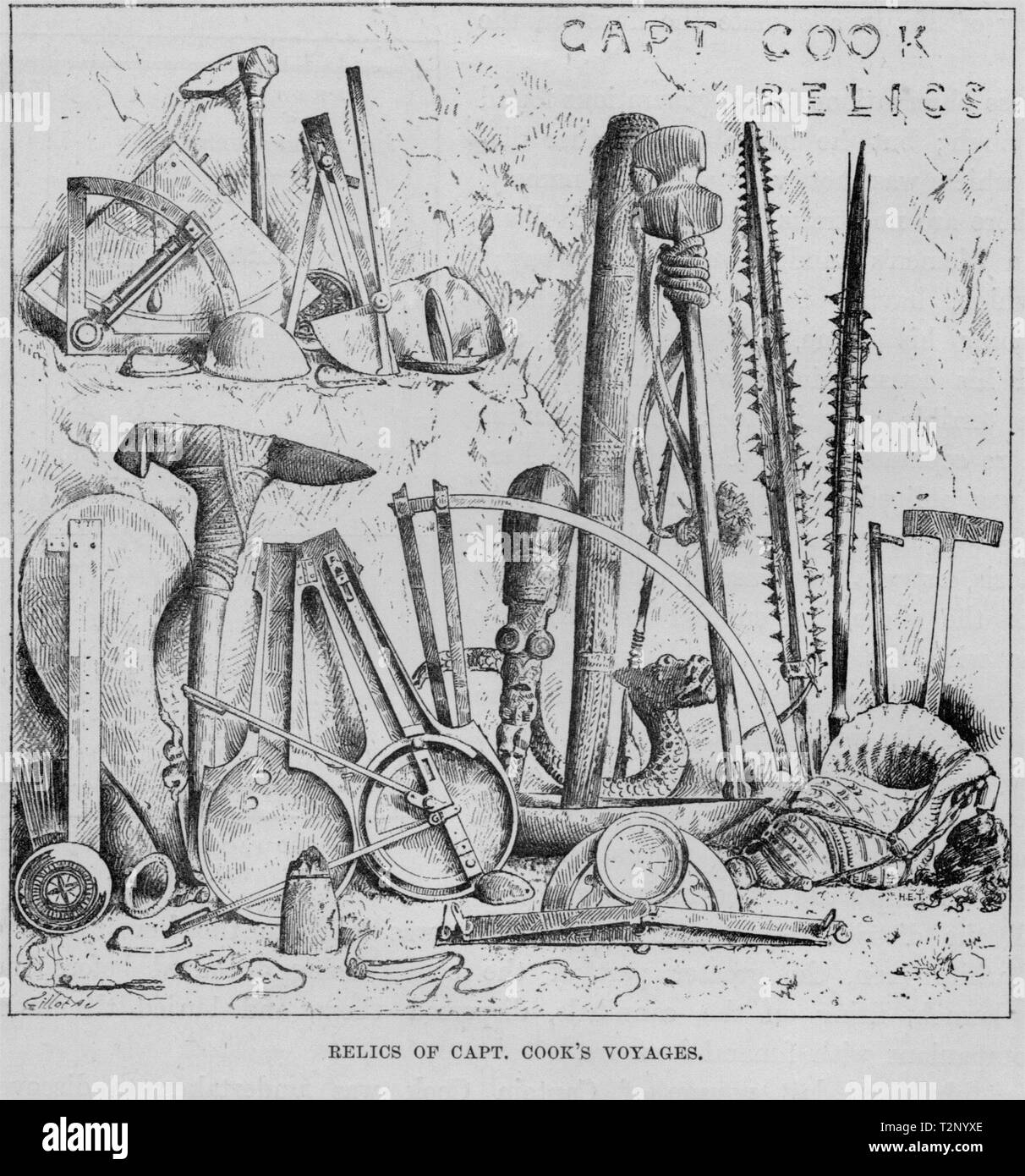 Relics of Captain Cook's Voyages. Explorers. Australia 1890 old antique ...