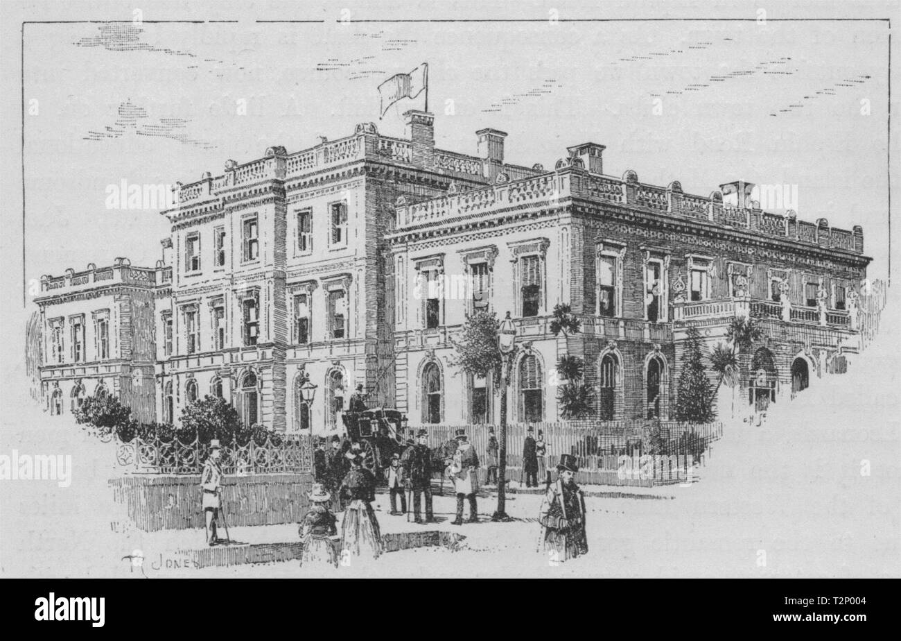 The Public Buildings. Launceston. Australia 1890 old antique print ...