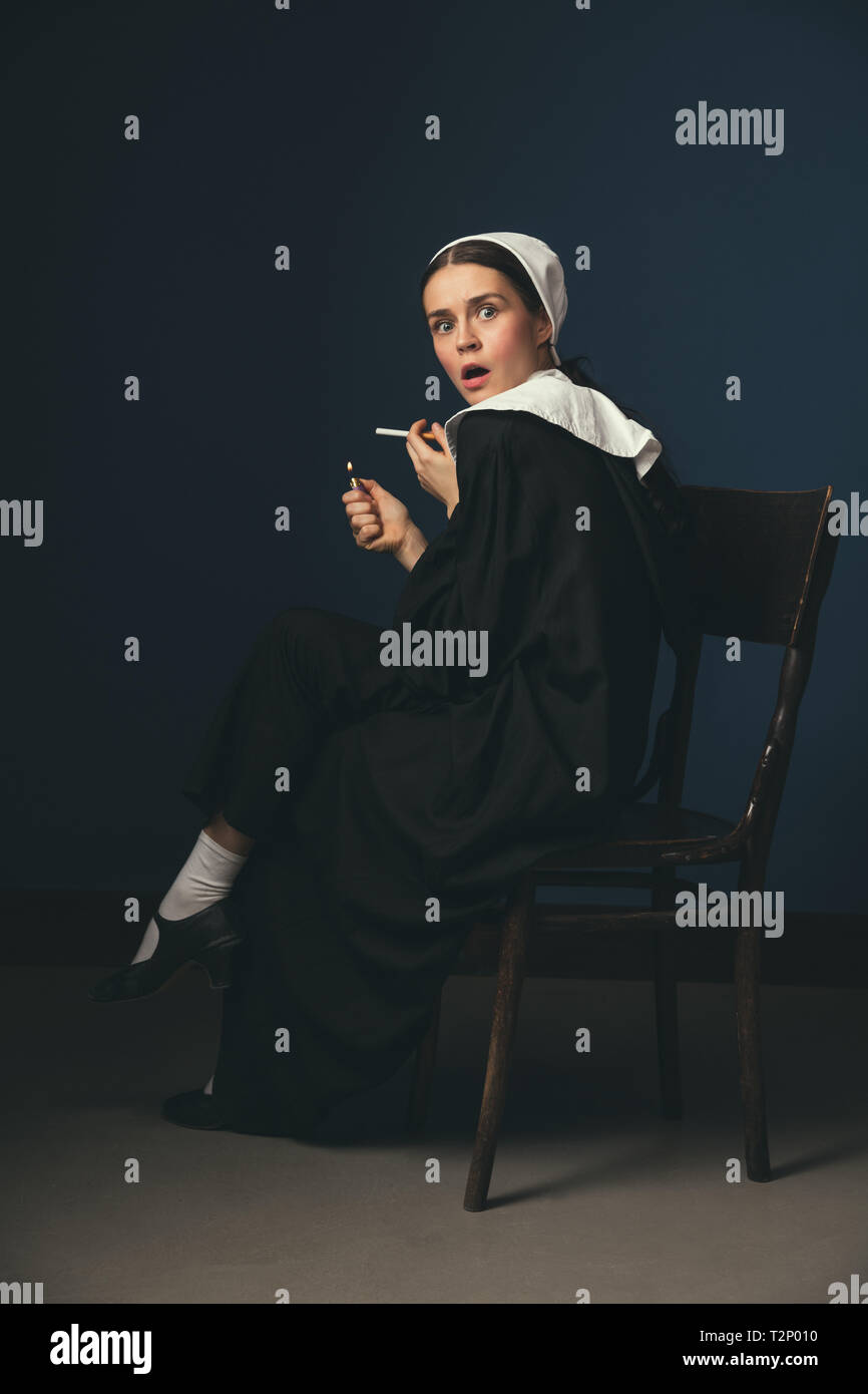 Find something inetersting. Medieval young woman as a nun in vintage ...