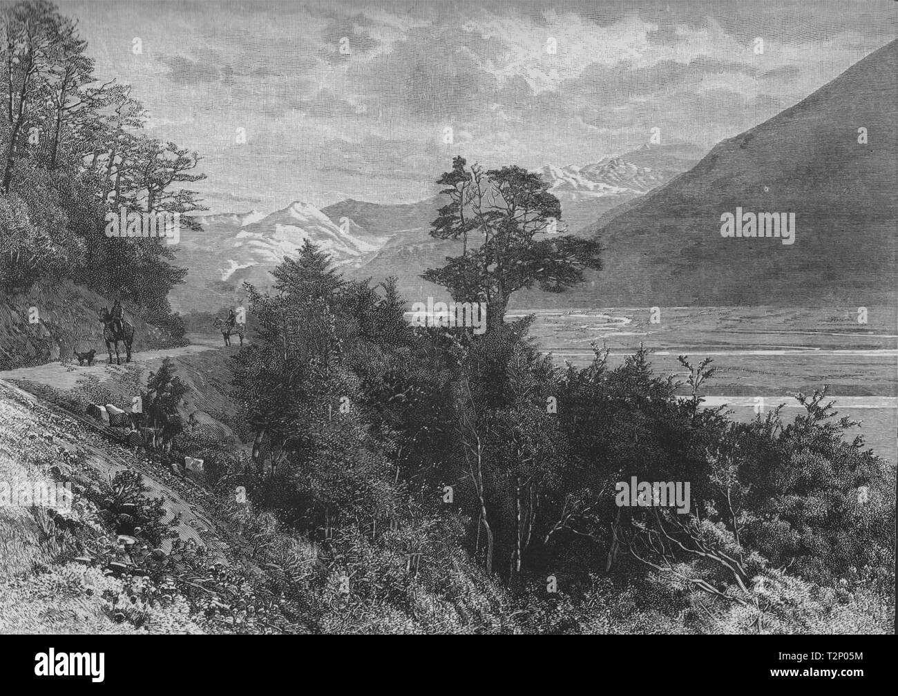 The Bealey River. New Zealand 1890 old antique vintage print picture Stock Photo - Alamy