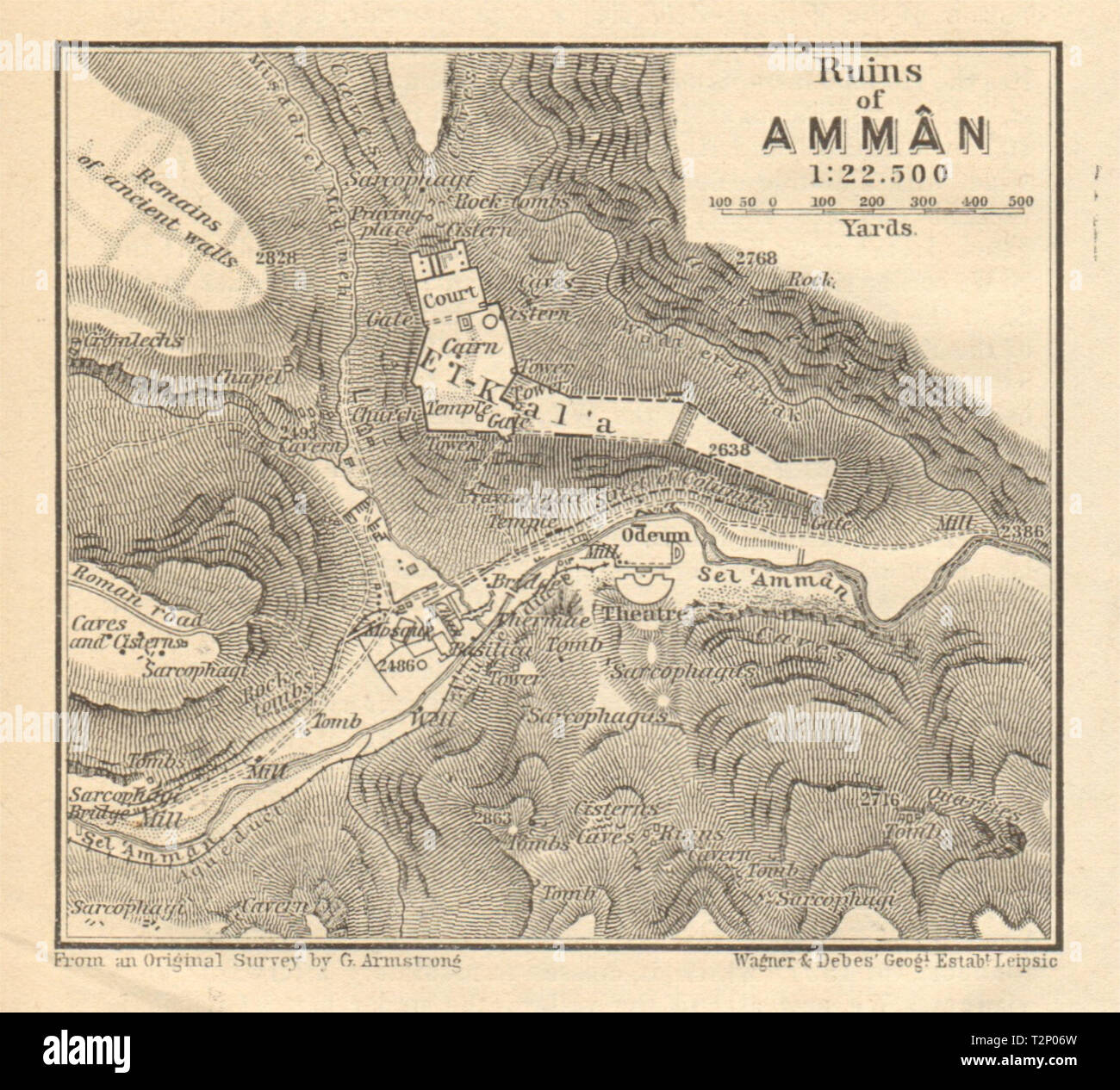 Amman citadel antique town city plan. Jabal al-Qal'a. Jordan. SMALL ...