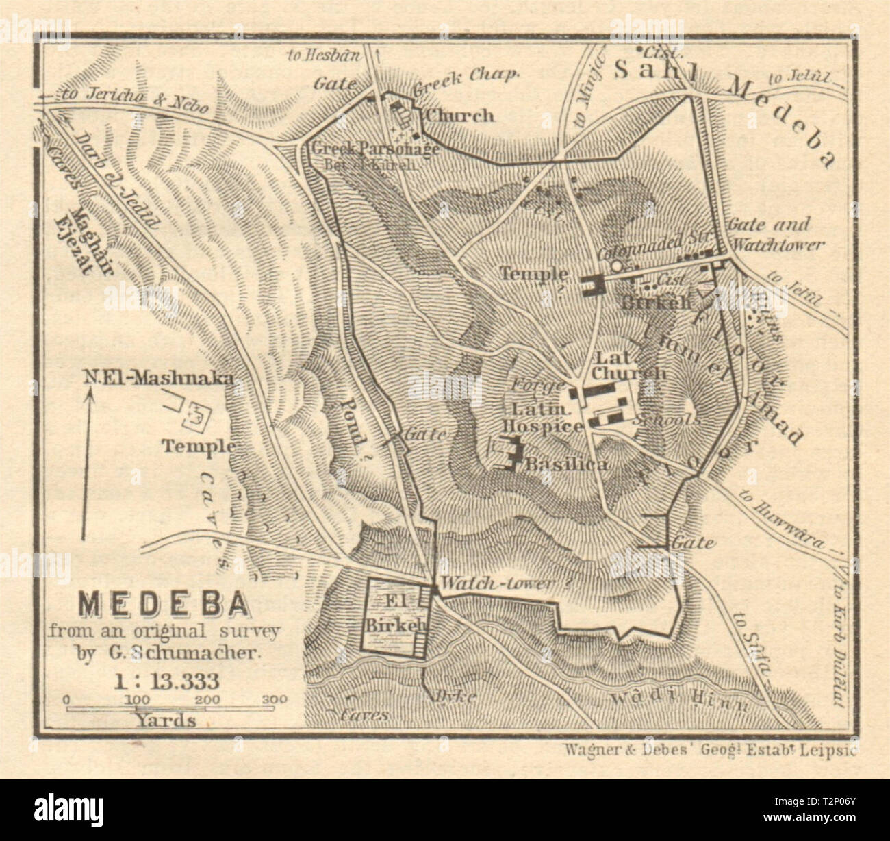 Madaba antique town city plan. Jordan. SMALL 1912 old map chart Stock ...