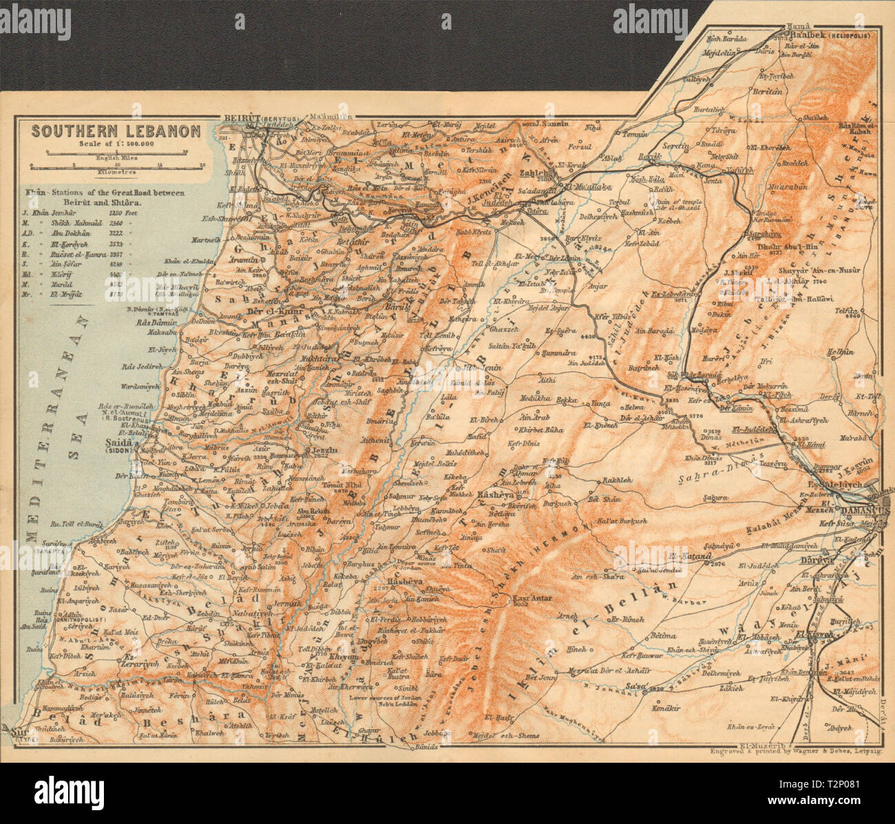 Southern Lebanon & western Syria. Beirut Damascus Sidon Tyre 1912 old ...