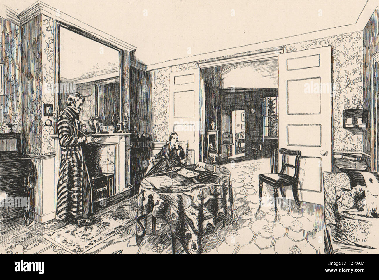 CHELSEA. Carlyle's House, 24 Cheyne Row ground floor rooms (1857 ...