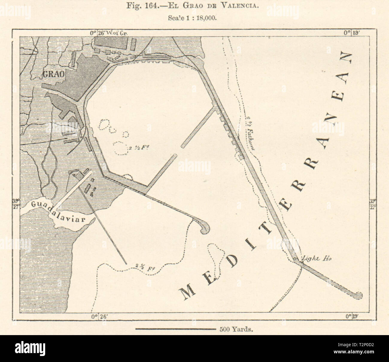 El Grao de Valencia plan. Poblados Maritimos. Spain. Sketch map 1885 ...
