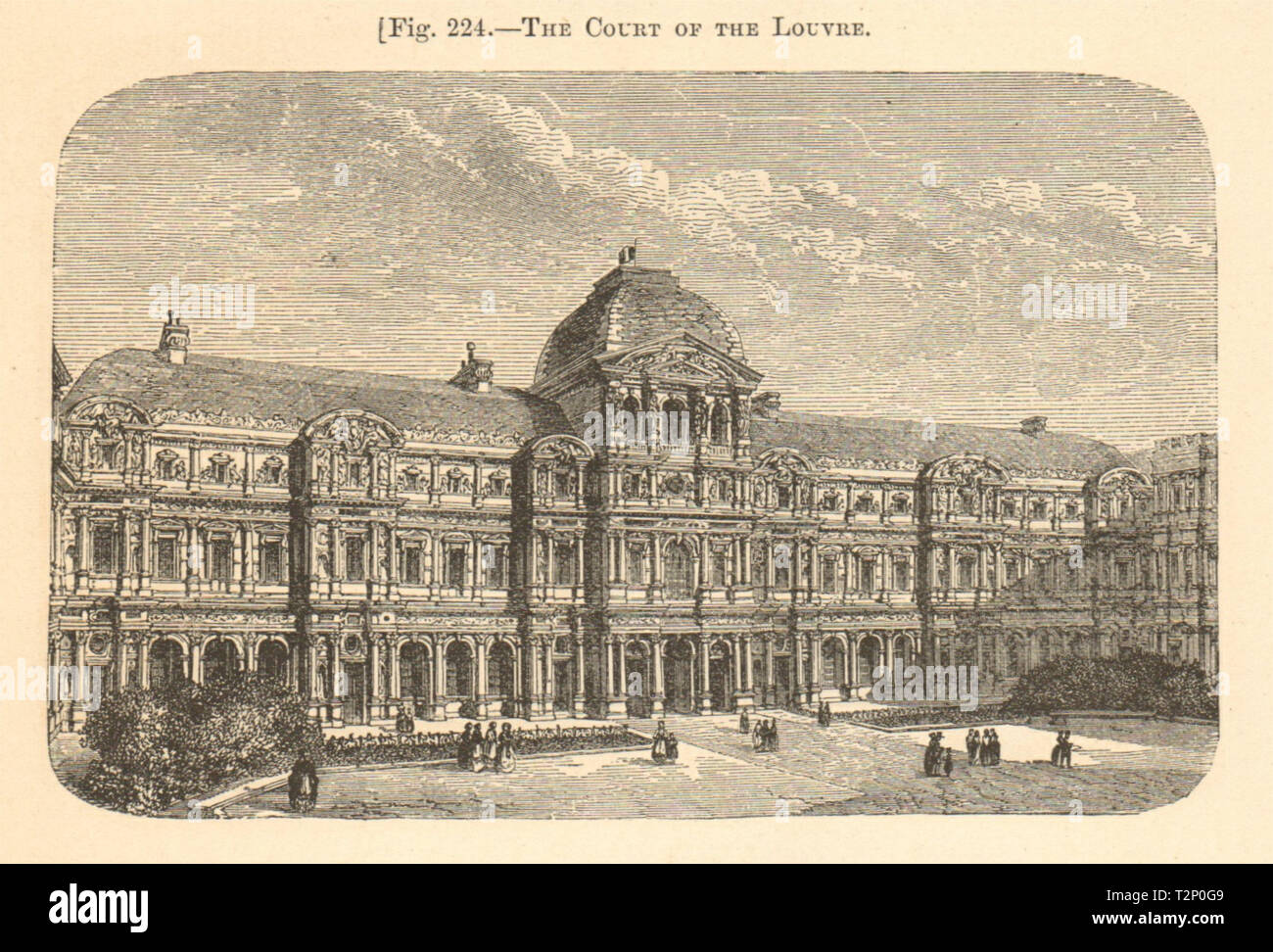 The Court of the Louvre. Cour Carrée. Paris. Palaces 1885 old antique ...