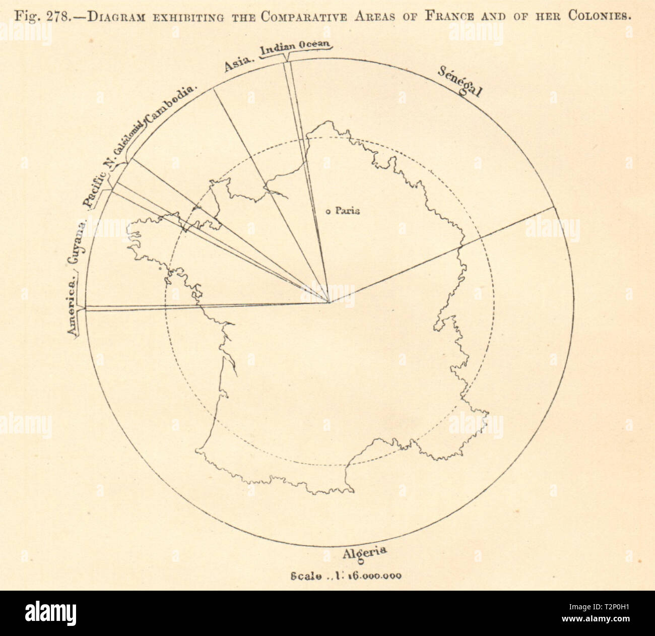 Diagram showing the Comparative Areas of France & of her Colonies ...