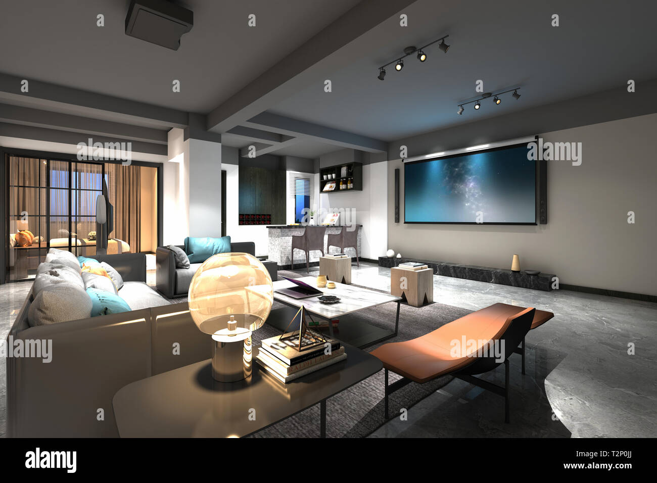 Luxury home movie theater screen hi-res stock photography and images ...