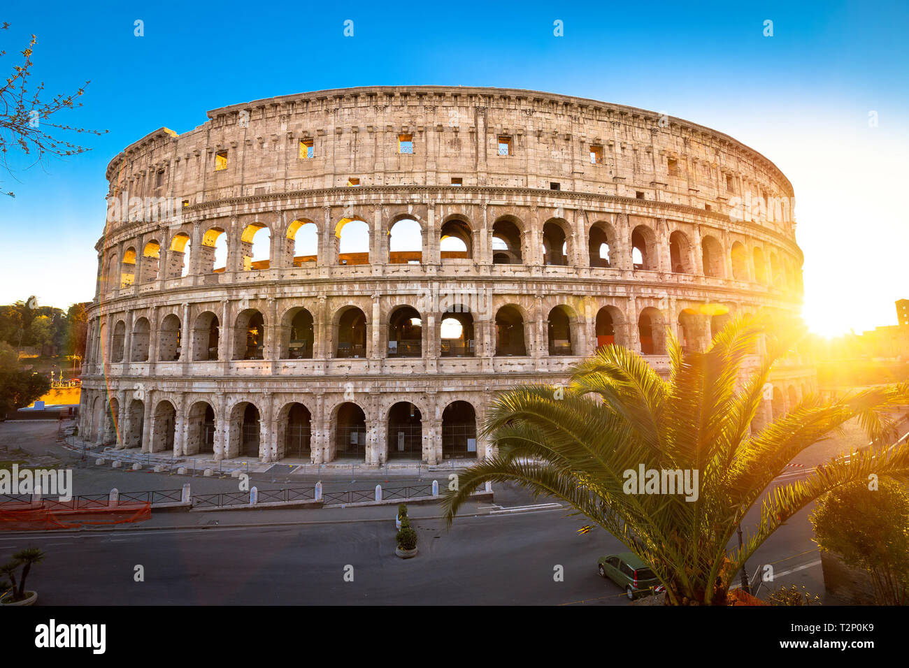 Colosseum of Rome sunset view, famous landmark of eternal city, capital ...