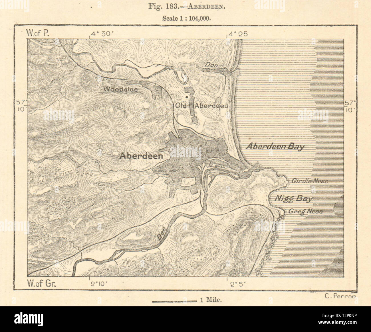 Aberdeen & environs plan. Aberdeenshire. Scotland. Sketch map 1885 old ...