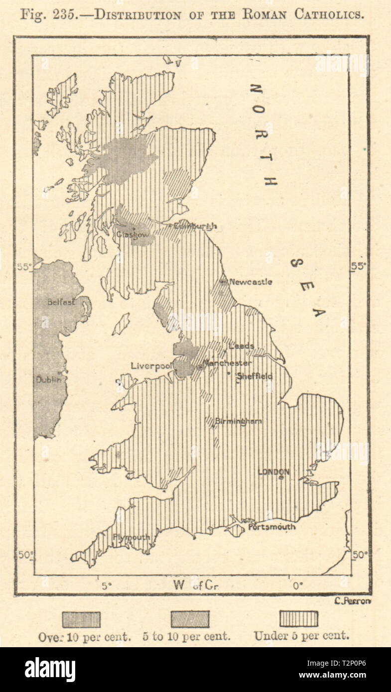 Distribution of the Roman Catholics in Great Britain. Sketch map 1885 ...