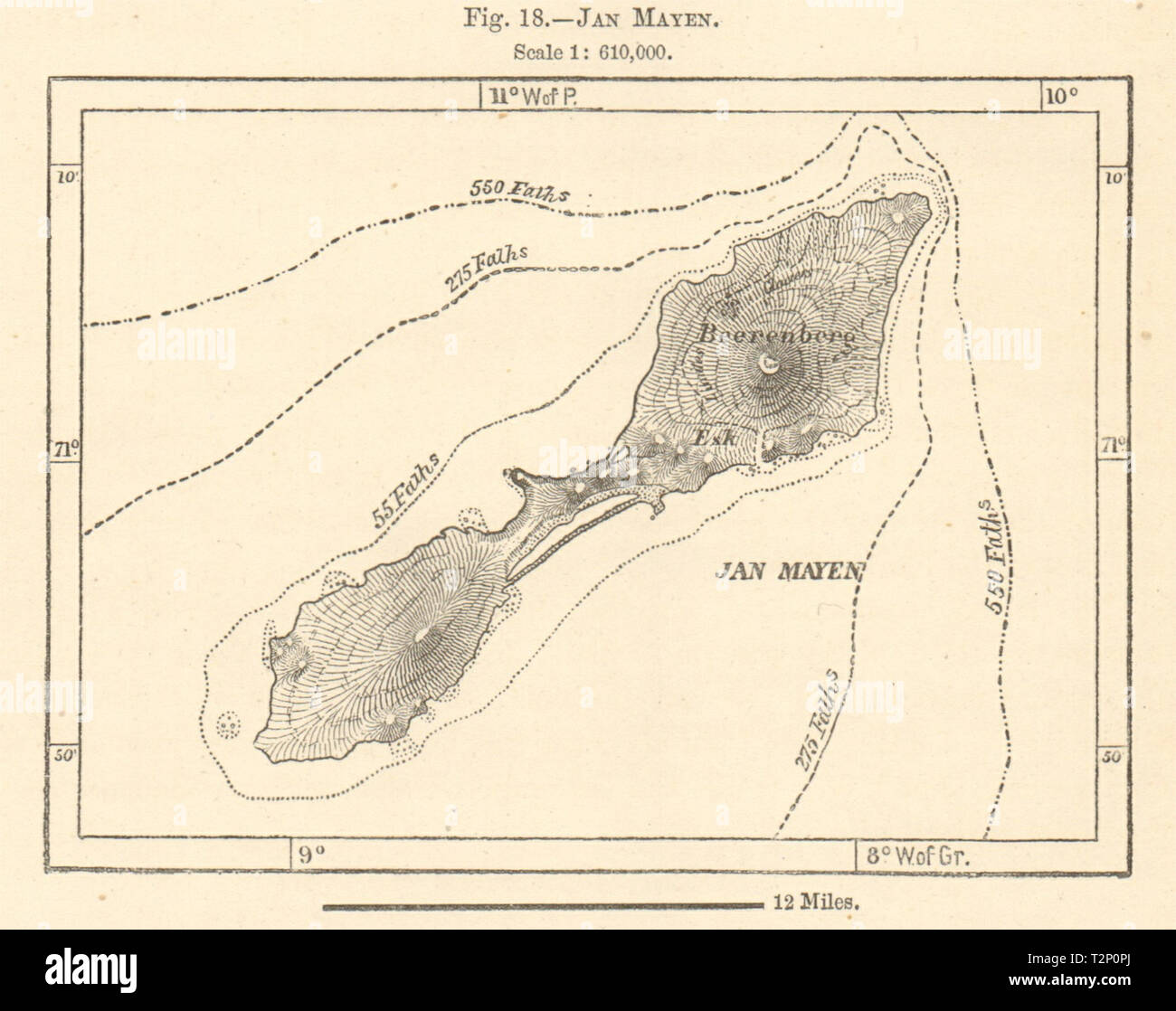Jan Mayen island. Norway Arctic. Sketch map 1885 old antique plan chart ...