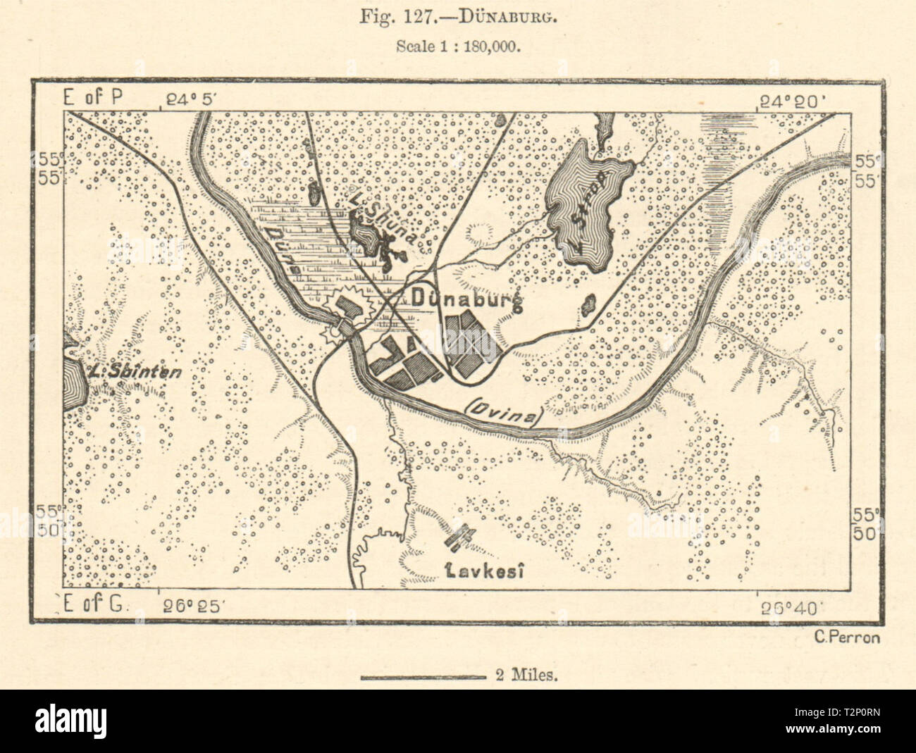 Dunaburg. Daugavpils & environs. Latvia. Sketch map 1885 old antique ...
