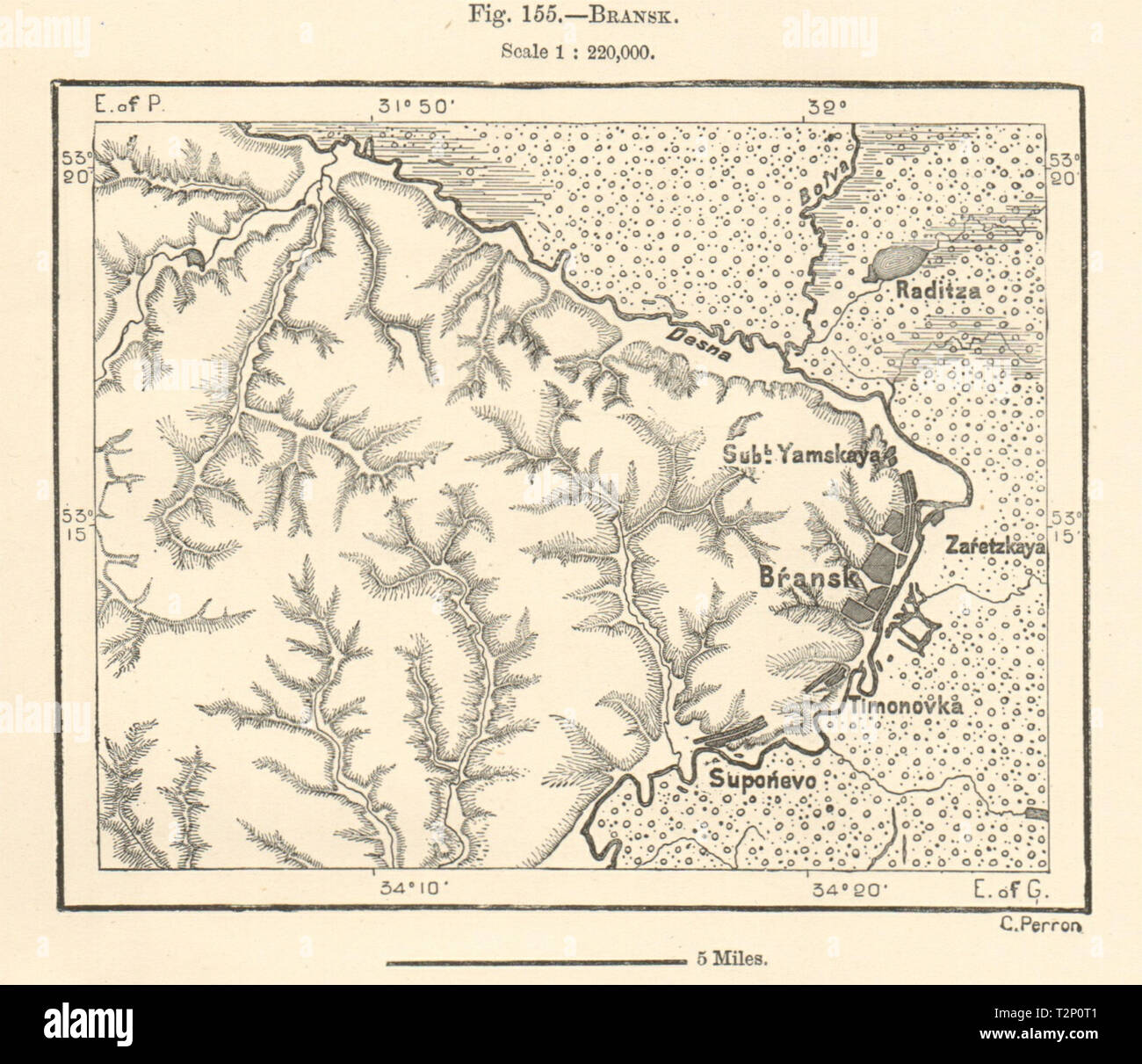 Bransk. Bryansk & environs. Russia. Sketch map 1885 old antique plan ...