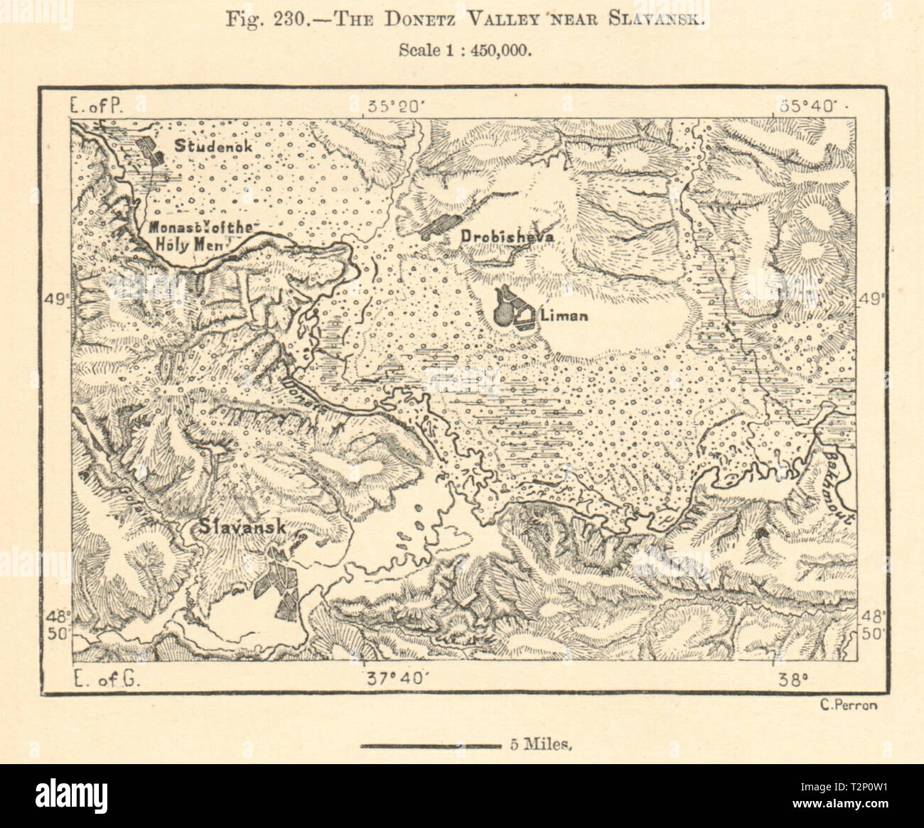The Donetz Valley in the environs of Slovyansk. Ukraine. Sketch map ...
