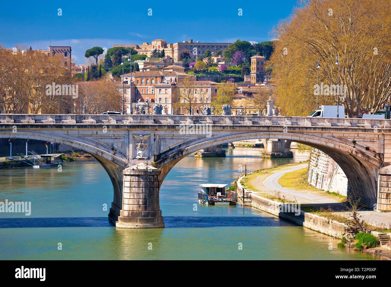 Rome riverfront and Tiber river bridges, eternal city and capital of ...