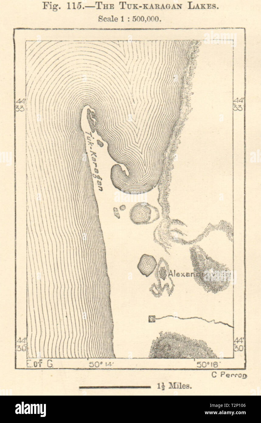 Fort-Shevchenko. Tupkaragan Caspian Kazakhstan. Sketch map. SMALL 1885 ...