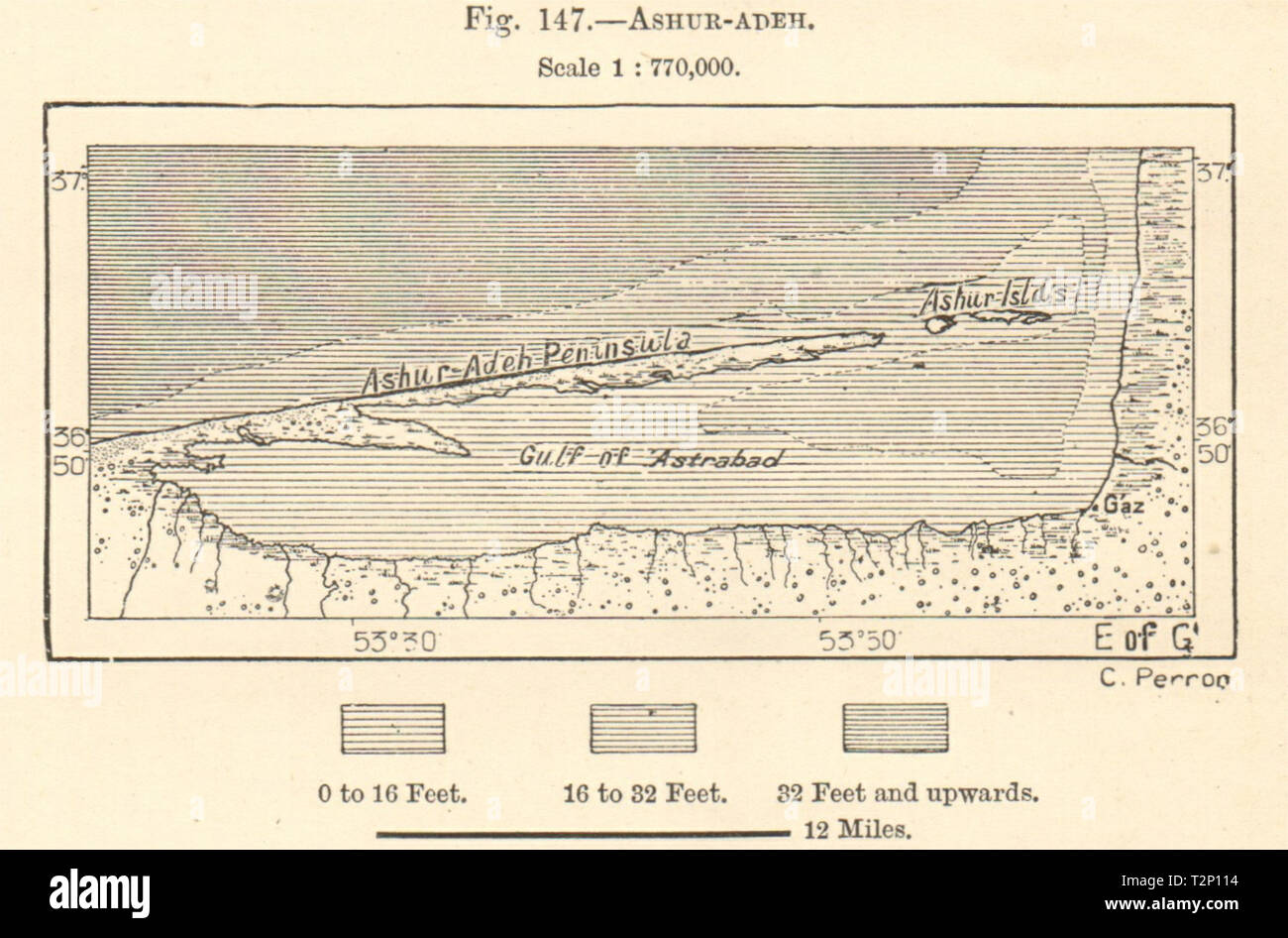 Gorgan Gulf & Ashooradeh island, Caspian Sea. Iran. Sketch map. SMALL ...
