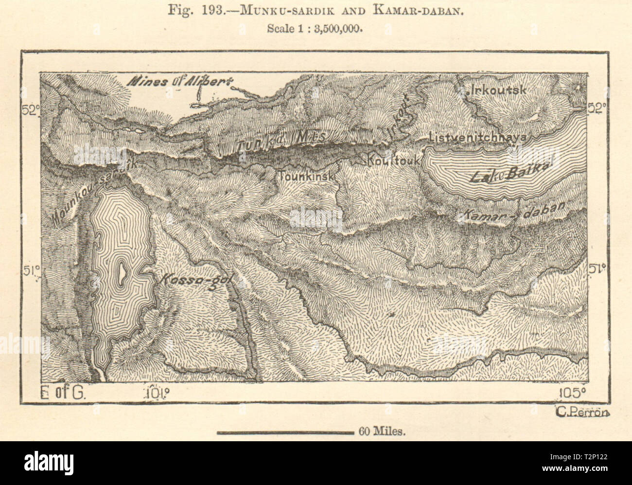 Lakes Baikal & Khovsgol. Tunka mountains. Russia Mongolia. Sketch map ...