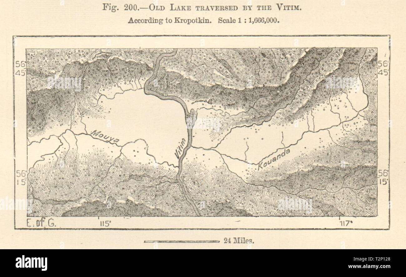Old lake traversed by the Vitim river Muya Kuanda Siberia Russia Sketch ...