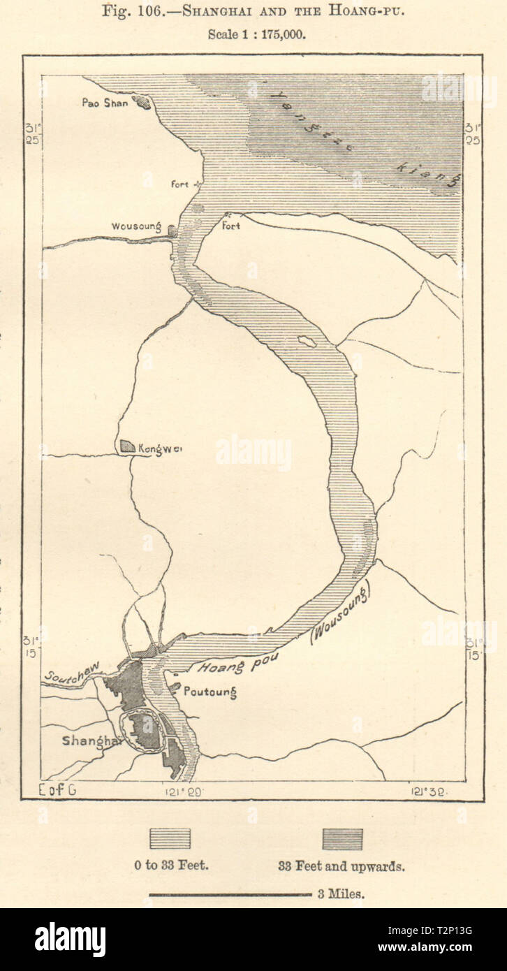 Shanghai, the Huangpu & Yangtze rivers. Kongwei Wusong China. Sketch ...