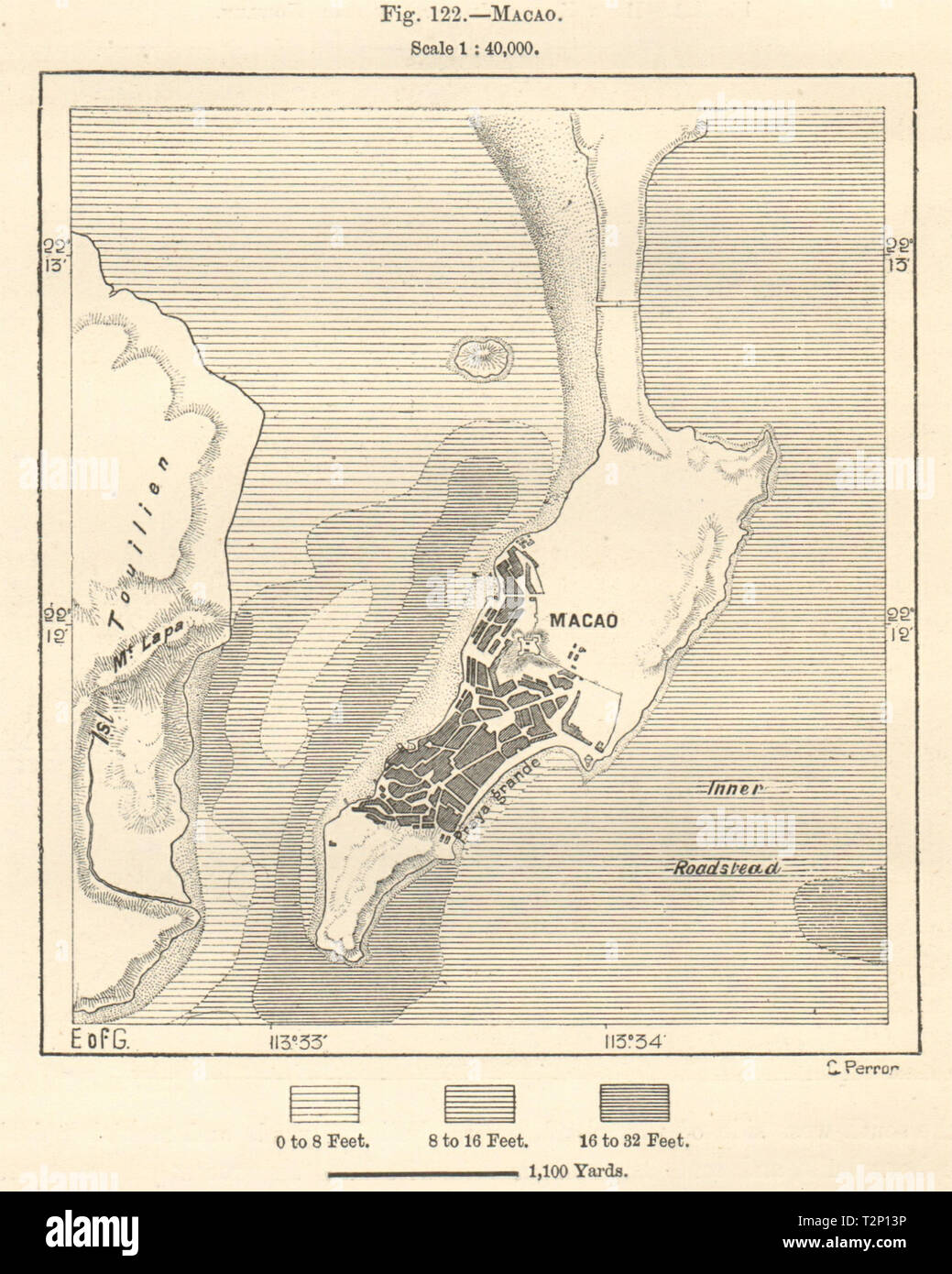 Macao / Macau town city plan. Zhujiang estuary. China. Sketch map 1885 ...