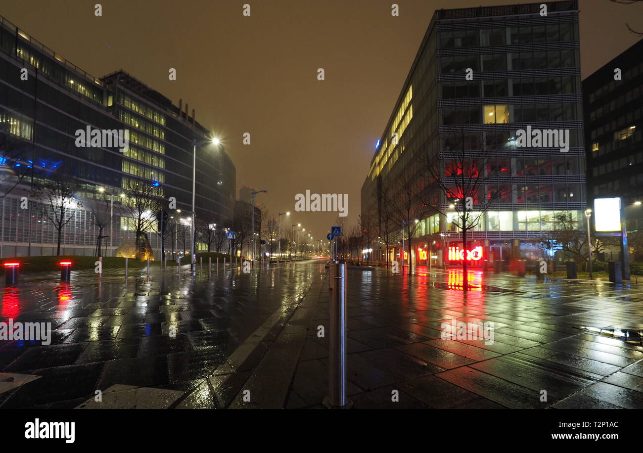 MILAN, Italy: 10 February 2019: Milano in the night on Viale Francesco ...