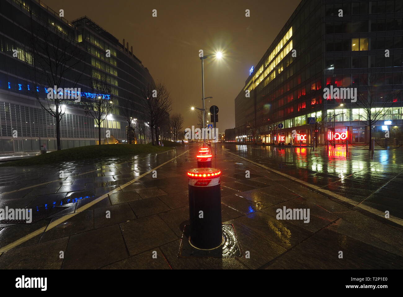 MILAN, Italy: 10 February 2019: Milano in the night on Viale Francesco ...