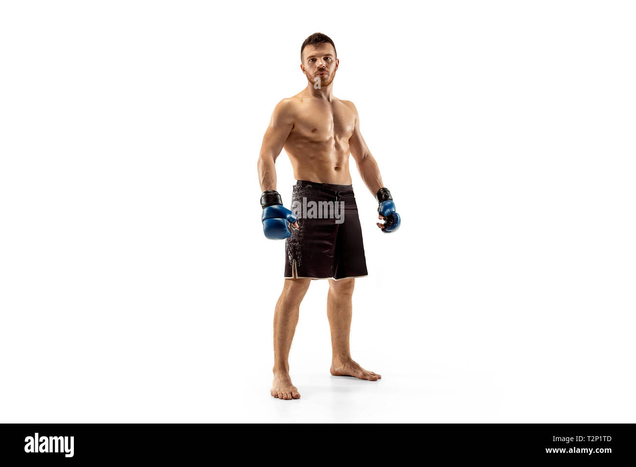 Human weakness and sin fighter. Single professional warrior isolated on ...