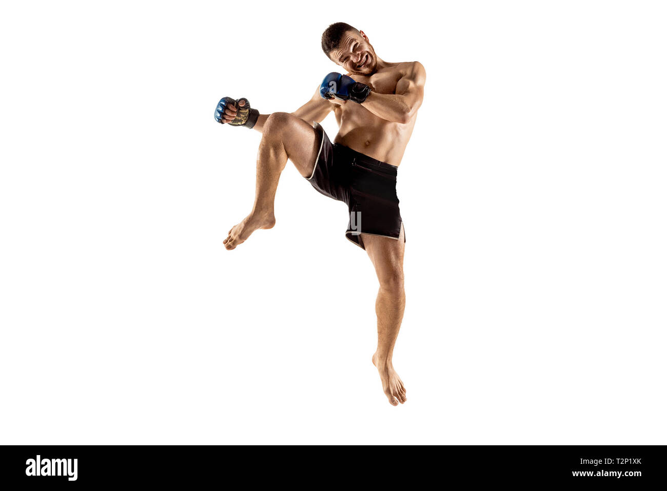 Human weakness and sin fighter. Single professional warrior isolated on ...