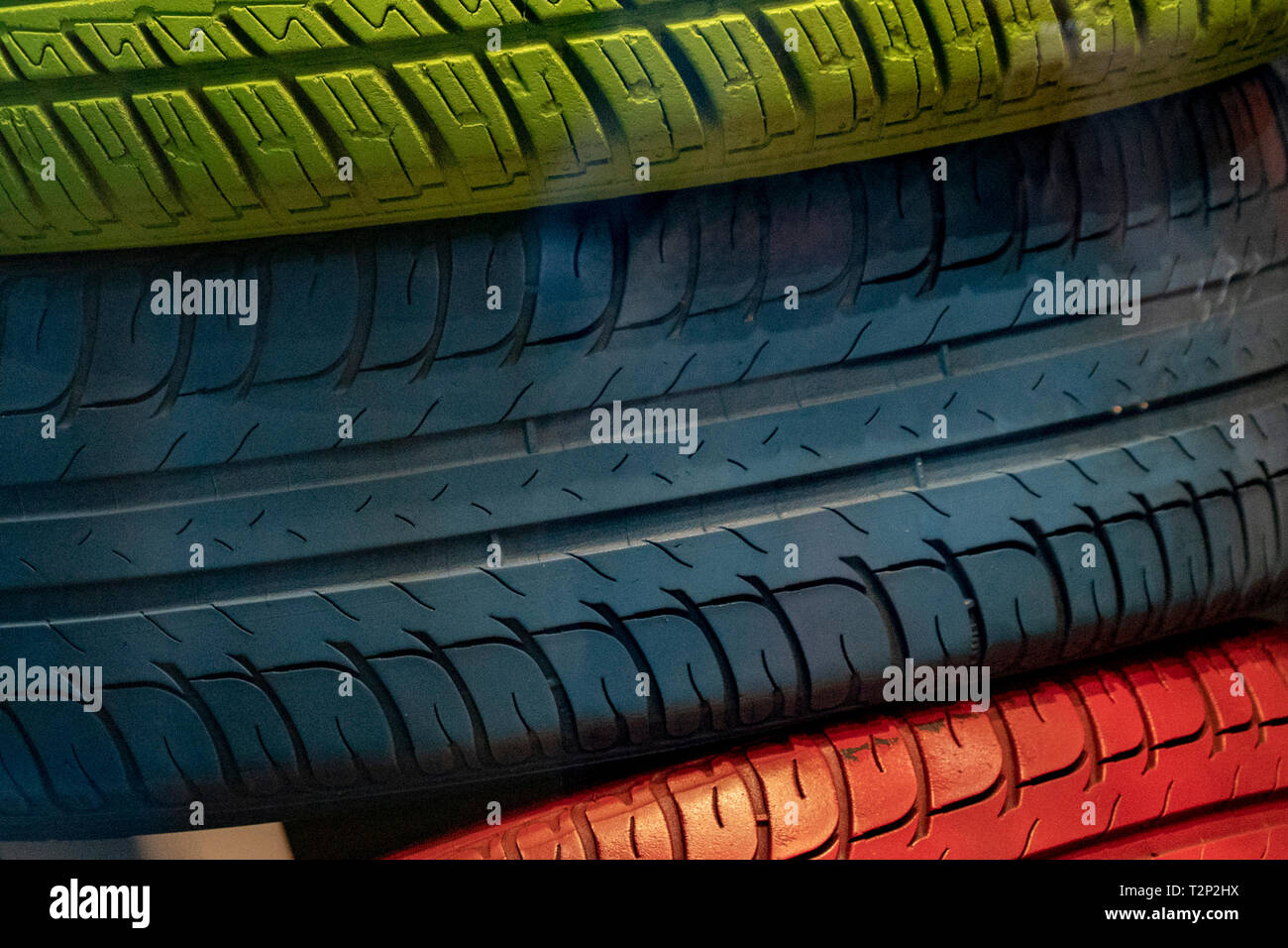 many colors car tires detail Stock Photo - Alamy
