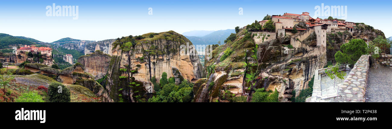 Meteora, Greece. Monasteries built on top of huge rocks Stock Photo - Alamy
