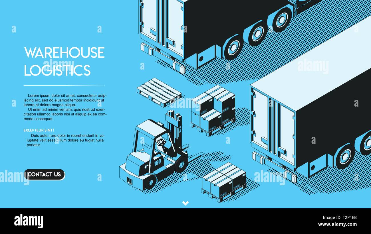 Warehouse Logistics Concept. Shipment Halftone Isometric Vector ...