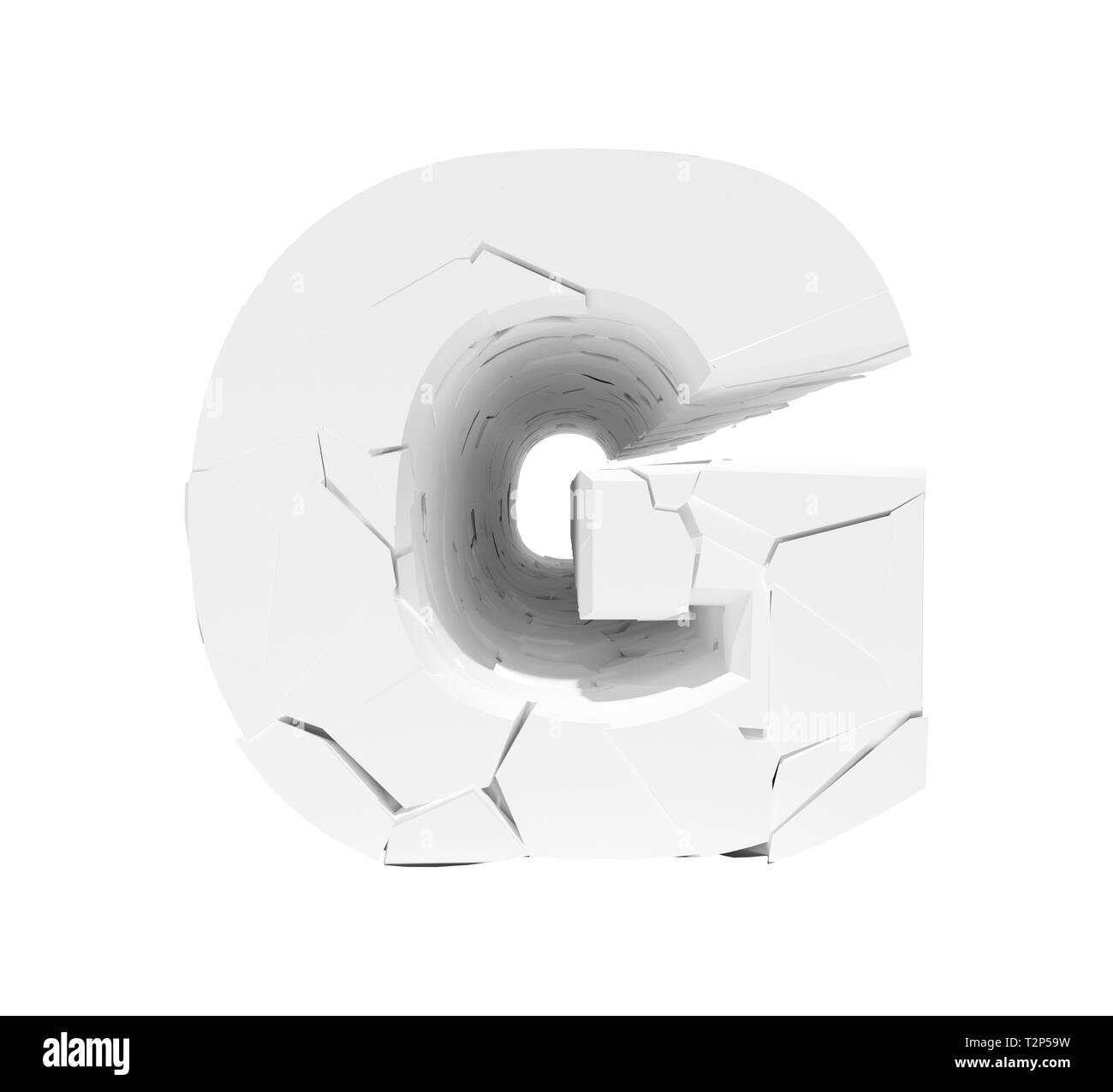 White 3d foam letter G cracked text Stock Photo - Alamy